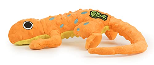 goDog Amphibianz Gecko Squeaky Plush Dog Toy, Chew Guard Technology - Orange, Large