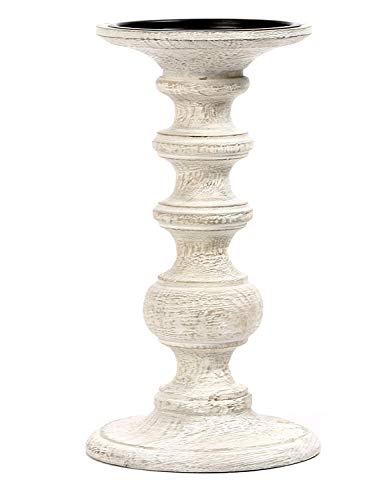 Hosley White Wood Pillar Candle Holder 9 Inch High Ideal Gift for Weddings Special Occasion Spa Aromatherapy Settings Candle Gardens. W1