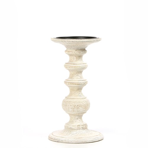 Hosley White Wood Pillar Candle Holder 9 Inch High Ideal Gift for Weddings Special Occasion Spa Aromatherapy Settings Candle Gardens. W1