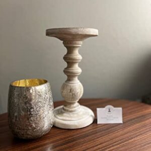 Hosley White Wood Pillar Candle Holder 9 Inch High Ideal Gift for Weddings Special Occasion Spa Aromatherapy Settings Candle Gardens. W1