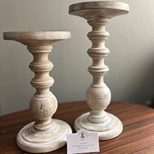 Hosley White Wood Pillar Candle Holder 9 Inch High Ideal Gift for Weddings Special Occasion Spa Aromatherapy Settings Candle Gardens. W1