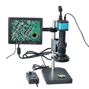 hayear full set 14mp industrial digital microscope camera hdmi usb outputs+180x c-mount lens+8" hd lcd monitor+60 led illumination light lamp