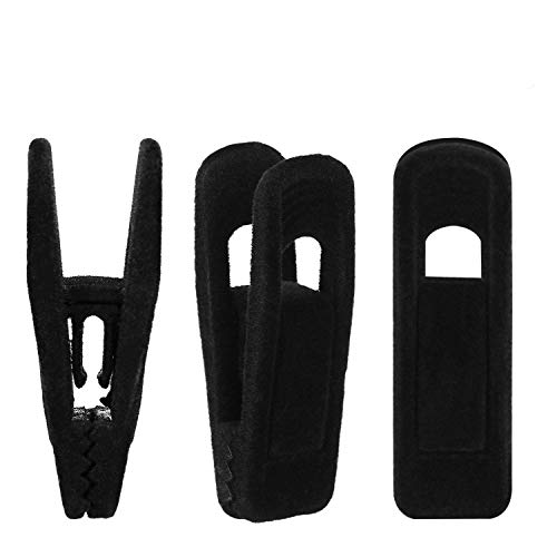 Tinfol Velvet Hangers Clips, 24 Pack Black Pants Hangers Clips, Strong Finger Flocked Clips Perfect for Use with Slim-line Clothes Velvet Hangers