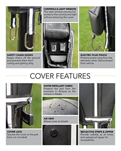 Clever Cover for LCI Jack by Trailersphere Custom Electric Tongue Jack Cover for Trailer, RV, Camper, Chains Holder, Plug Protector, Sun and Waterproof (LCI Jack Cover)