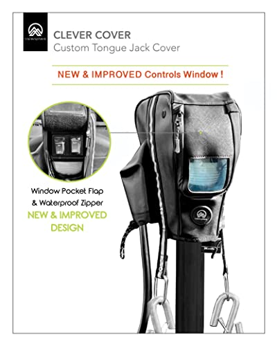 Clever Cover for LCI Jack by Trailersphere Custom Electric Tongue Jack Cover for Trailer, RV, Camper, Chains Holder, Plug Protector, Sun and Waterproof (LCI Jack Cover)