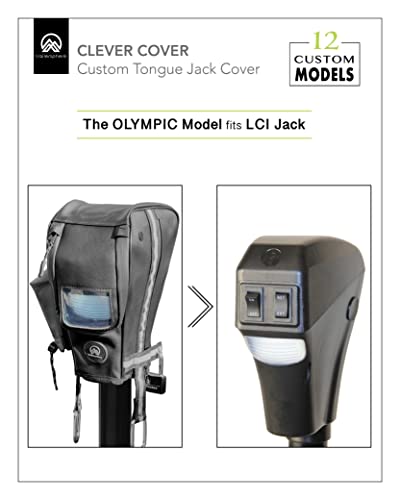 Clever Cover for LCI Jack by Trailersphere Custom Electric Tongue Jack Cover for Trailer, RV, Camper, Chains Holder, Plug Protector, Sun and Waterproof (LCI Jack Cover)