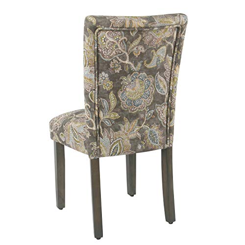 HomePop Parsons Classic Upholstered Accent Dining Chair, Set of 2, Multicolor Gray Floral