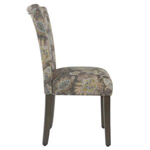 HomePop Parsons Classic Upholstered Accent Dining Chair, Set of 2, Multicolor Gray Floral