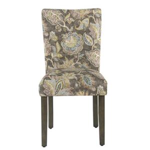 HomePop Parsons Classic Upholstered Accent Dining Chair, Set of 2, Multicolor Gray Floral