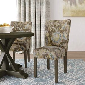 HomePop Parsons Classic Upholstered Accent Dining Chair, Set of 2, Multicolor Gray Floral