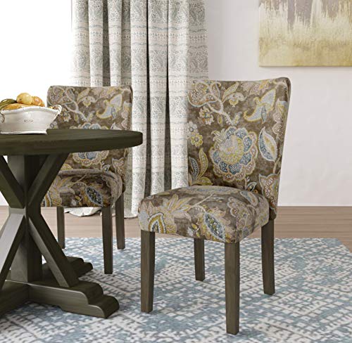 HomePop Parsons Classic Upholstered Accent Dining Chair, Set of 2, Multicolor Gray Floral