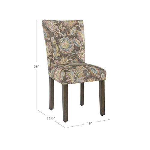 HomePop Parsons Classic Upholstered Accent Dining Chair, Set of 2, Multicolor Gray Floral