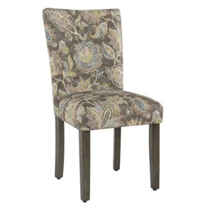 HomePop Parsons Classic Upholstered Accent Dining Chair, Set of 2, Multicolor Gray Floral