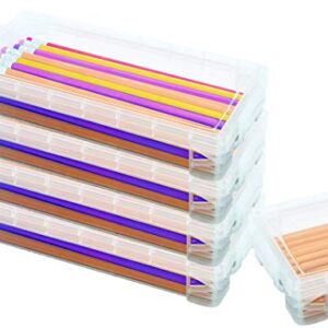 1InTheOffice Pencil Box, Stackable Translucent Clear 8.25 x 1.5 x 4 Inches, (4 Pack)