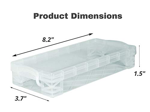 1InTheOffice Pencil Box, Stackable Translucent Clear 8.25 x 1.5 x 4 Inches, (4 Pack)