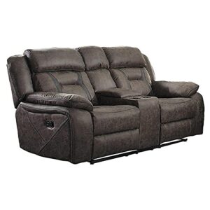 homelegance oliver 76" microfiber double reclining loveseat (manual), dark brown