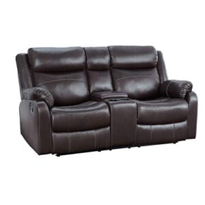 homelegance yerba 70" microfiber double reclining loveseat w, dark brown