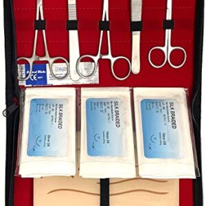 Suture Practice Kit w Suturing Guide E-Book,[Large Case Large Pad & Variety of Sutures w Slots] 4th Gen Pad, Tools Suture Needles by Medical Professionals for Residents Med Dental Vet School Students