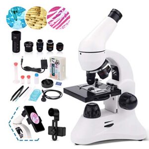 uscamel microscope for adults kids, 100x-2000x magnification microscope with microscope slides phone adapter, compound monocular microscope kit for students school home education