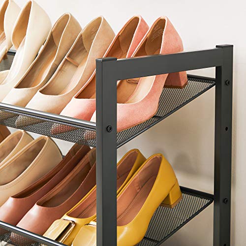 SONGMICS Shoe Rack for Closet, 3-Tier Shoe Storage, Metal Shoe Organizer for Garage Entryway, Stackable Shoe Stand with Adjustable Flat or Angled Shelves, Holds 9-12 Pairs, Cool Gray ULMR03GB