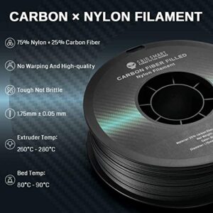 SainSmart 1.75mm Black ePA-CF Carbon Fiber Filled Nylon Filament 1KG (2.2lbs) Spool for 3D Printer