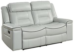 homelegance darwan 65" leather gel double reclining loveseat, light gray