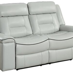 Homelegance Darwan 65" Leather Gel Double Reclining Loveseat, Light Gray