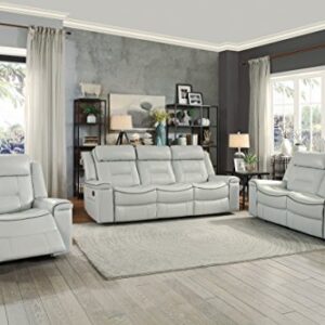 Homelegance Darwan 65" Leather Gel Double Reclining Loveseat, Light Gray