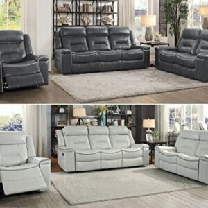 Homelegance Darwan 65" Leather Gel Double Reclining Loveseat, Light Gray