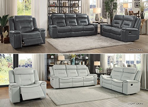 Homelegance Darwan 65" Leather Gel Double Reclining Loveseat, Light Gray