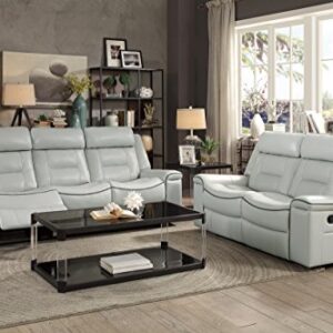 Homelegance Darwan 65" Leather Gel Double Reclining Loveseat, Light Gray