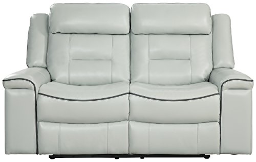 Homelegance Darwan 65" Leather Gel Double Reclining Loveseat, Light Gray