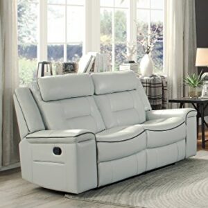 Homelegance Darwan 65" Leather Gel Double Reclining Loveseat, Light Gray