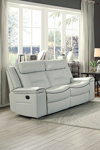 Homelegance Darwan 65" Leather Gel Double Reclining Loveseat, Light Gray