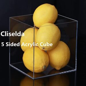 Cliselda 3pcs Clear Acrylic Display Boxes, Acrylic Cube Stand Risers Showcase, Acrylic Display Case for Collectibles Action Figures Toys (5 Sided Acrylic Box)