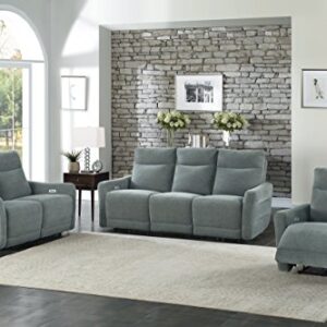 Homelegance Edition 78" Fabric Power Double Lay-Flat Reclining Sofa, Dove