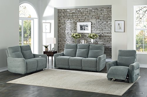 Homelegance Edition 78" Fabric Power Double Lay-Flat Reclining Sofa, Dove