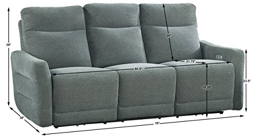 Homelegance Edition 78" Fabric Power Double Lay-Flat Reclining Sofa, Dove