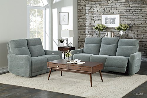 Homelegance Edition 78" Fabric Power Double Lay-Flat Reclining Sofa, Dove