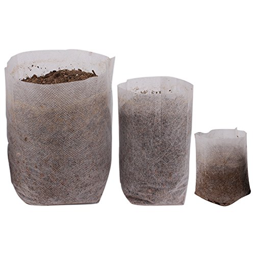 Huvai 400Pcs Degradable Non-Woven Plant Nursery Bags Plant Seeding Bags ( 100 Pcs 6.69" x 7.68"; 200 Pcs 4.17" x 5.79"; 100 Pcs 5" x 6.89" )