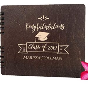 Graduation Wood Guest Book MADE IN USA (CUSTOMIZE PERSONALIZE Wood Engraving) Rustic Grad Gifts Photo Album Party Supplies Decorations Instant Photo Guest Book Congratulation Class of