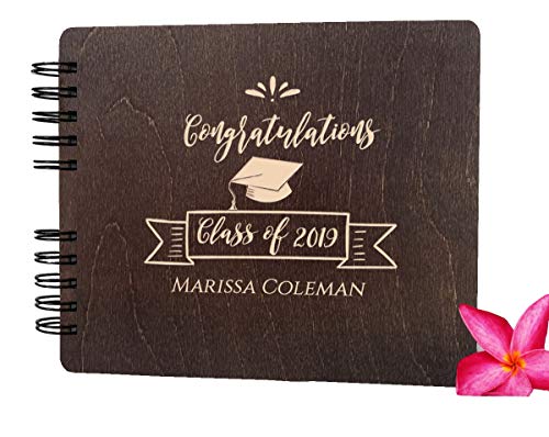 Graduation Wood Guest Book MADE IN USA (CUSTOMIZE PERSONALIZE Wood Engraving) Rustic Grad Gifts Photo Album Party Supplies Decorations Instant Photo Guest Book Congratulation Class of