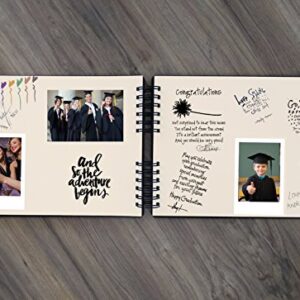 Graduation Wood Guest Book MADE IN USA (CUSTOMIZE PERSONALIZE Wood Engraving) Rustic Grad Gifts Photo Album Party Supplies Decorations Instant Photo Guest Book Congratulation Class of