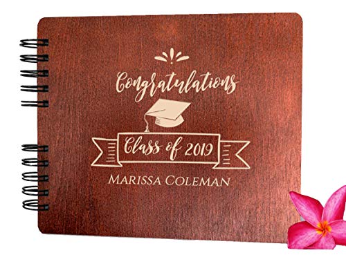 Graduation Wood Guest Book MADE IN USA (CUSTOMIZE PERSONALIZE Wood Engraving) Rustic Grad Gifts Photo Album Party Supplies Decorations Instant Photo Guest Book Congratulation Class of