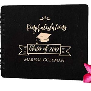 Graduation Wood Guest Book MADE IN USA (CUSTOMIZE PERSONALIZE Wood Engraving) Rustic Grad Gifts Photo Album Party Supplies Decorations Instant Photo Guest Book Congratulation Class of