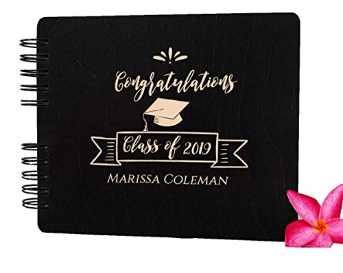 Graduation Wood Guest Book MADE IN USA (CUSTOMIZE PERSONALIZE Wood Engraving) Rustic Grad Gifts Photo Album Party Supplies Decorations Instant Photo Guest Book Congratulation Class of