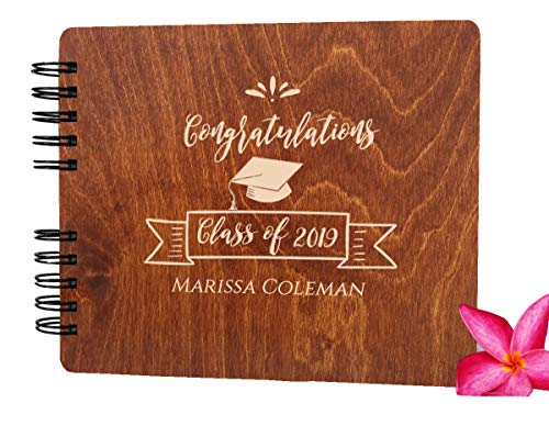 Graduation Wood Guest Book MADE IN USA (CUSTOMIZE PERSONALIZE Wood Engraving) Rustic Grad Gifts Photo Album Party Supplies Decorations Instant Photo Guest Book Congratulation Class of