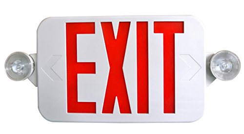 Supreme LED 6 Pack All LED Decorative Red White Exit Sign & Emergency Light Combo with Battery Backup (6 Pack), White/Red