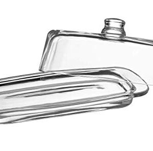 Royalty Art Glass Butter Dish with Handled Lid (Rectangular) Classic Covered 2-Piece Design Clear, Traditional Kitchen Accessory Dishwasher Safe