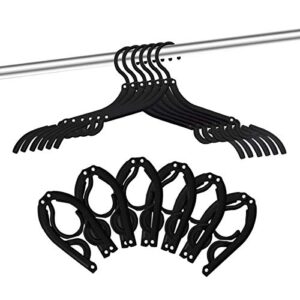 12 pcs travel hangers - portable folding clothes hangers travel accessories foldable clothes drying rack for travel (black)